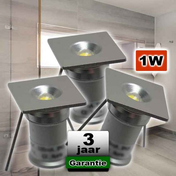 Badkamer led spotset 1W vierkant | Verlichtingkopen.nl